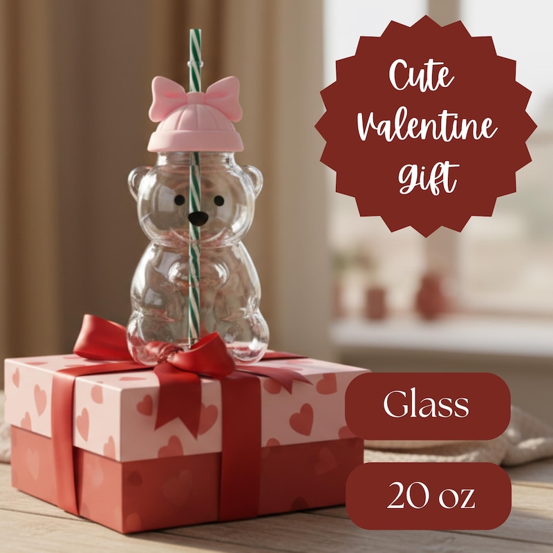 Pink Glass Bear Cup - Etsy