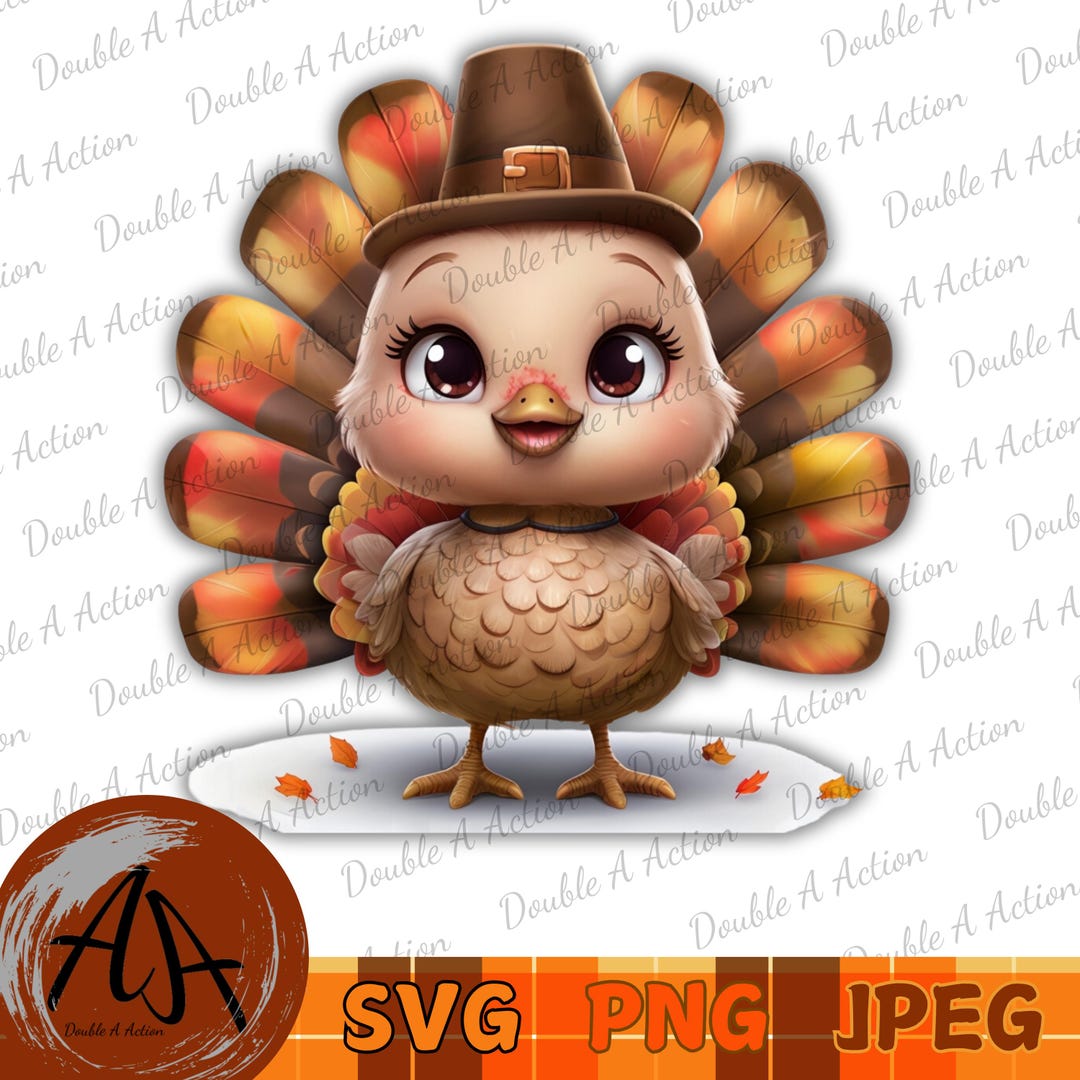 Cute Thanksgiving Female Turkey Pilgram SVG - Adorable Fall Turkey ...