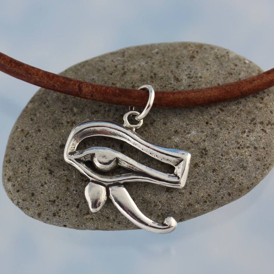 Sterling Silver Eye of Horus Amulet Necklace- Egyptian Protection Charm ...