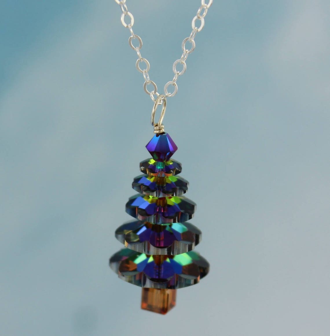 Color Changing Christmas Tree Sterling Silver Necklace | Etsy