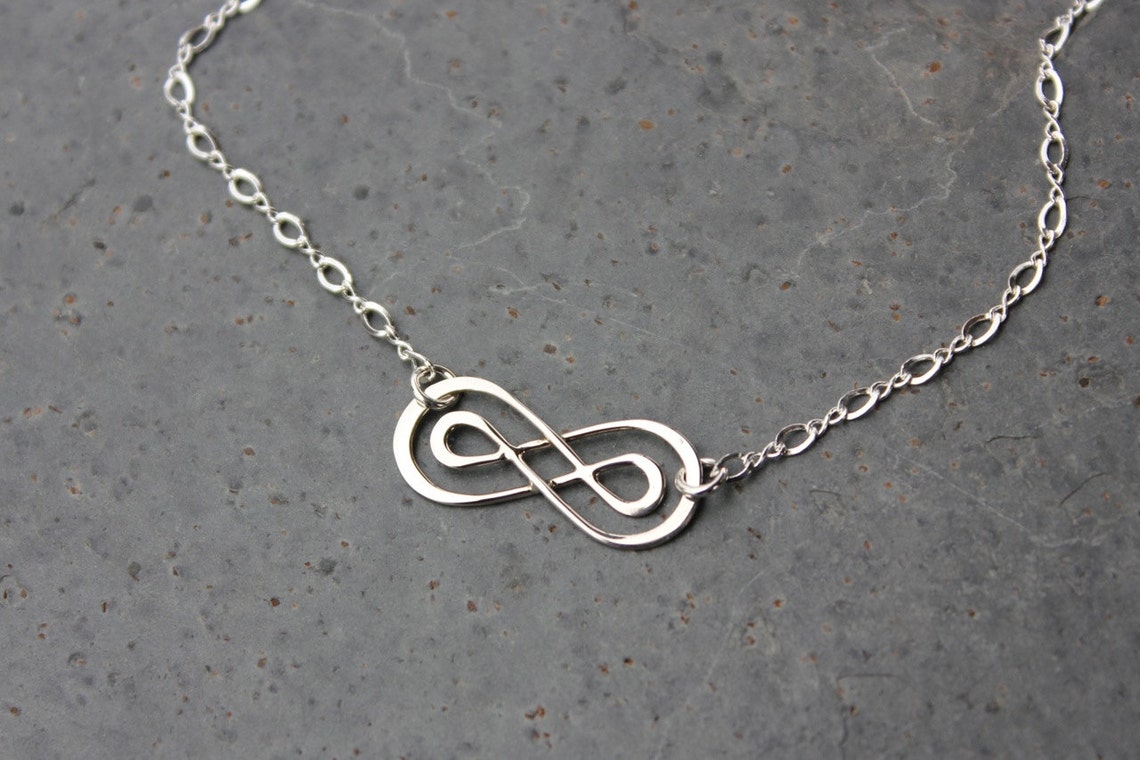 Double Infinity Sign Sterling Silver Necklace With Fancy Chain ...