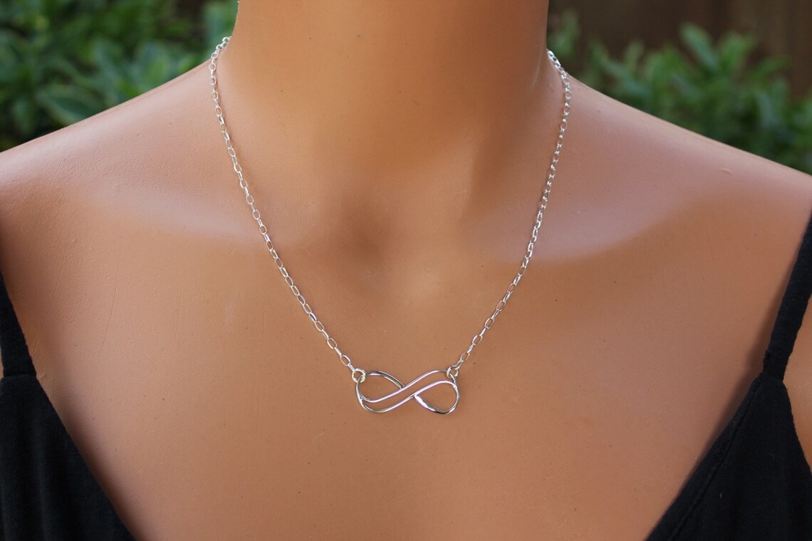 Large Infinity Sign Sterling Silver Necklace Free Shipping | Etsy