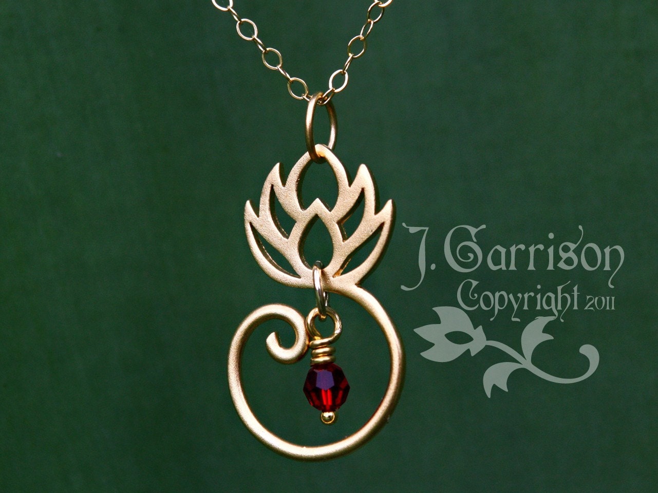 Gold Lotus Necklace - 22k Gold Plated Sterling Silver Flower Charm ...