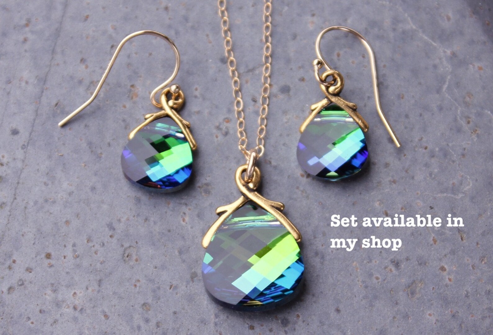 Aqua Sphinx Briolette Earrings, Gold Filled - Blue Green Color Changing ...