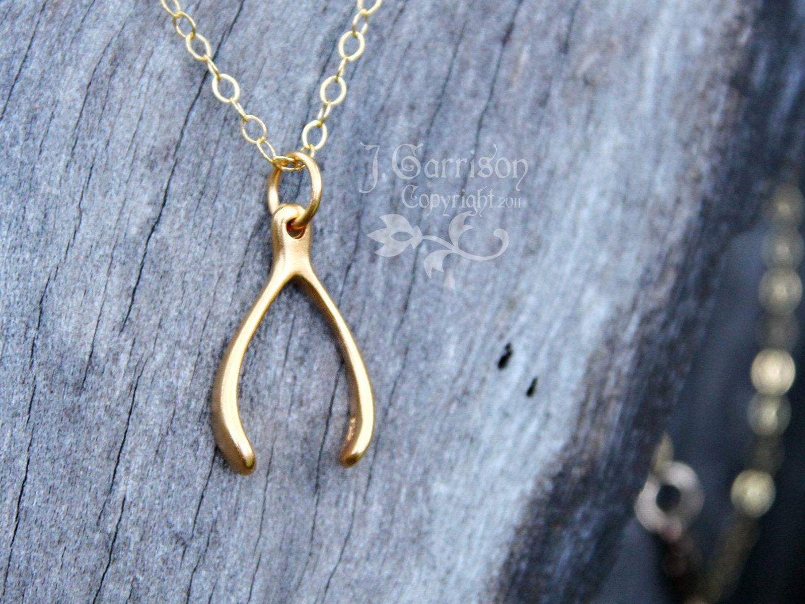 Gold Wishbone Necklace- Wishing Charm & 14k Gold Filled Delicate Chain ...