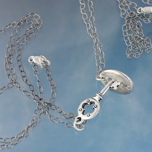 Silver Key and Key Hole Necklace Set on Oxidized Sterling Silver Chains ...
