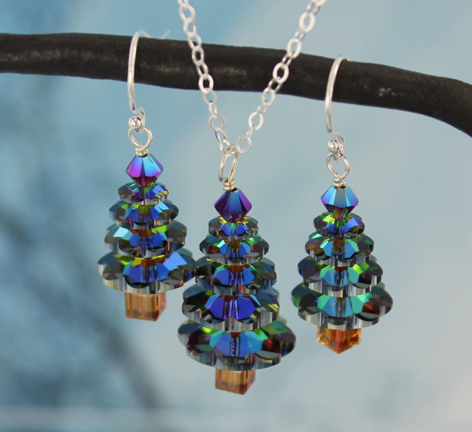 Color Changing Crystal Christmas Tree Sterling Silver Jewelry | Etsy