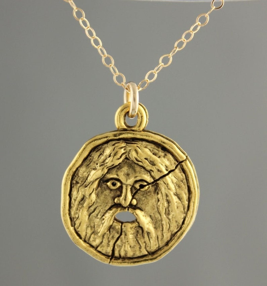 Gold Bocca Della Veritas Necklace- Ancient Roman Mouth of Truth Symbol ...