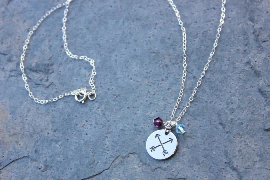 Friends Necklace- Crossed Arrows Sterling Silver Charm on Delicate ...