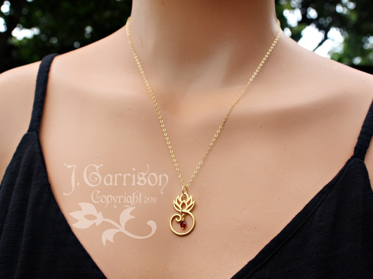 Gold Lotus Necklace - 22k Gold Plated Sterling Silver Flower Gold Lotus Necklace - 22k Gold Plated Sterling Silver Flower