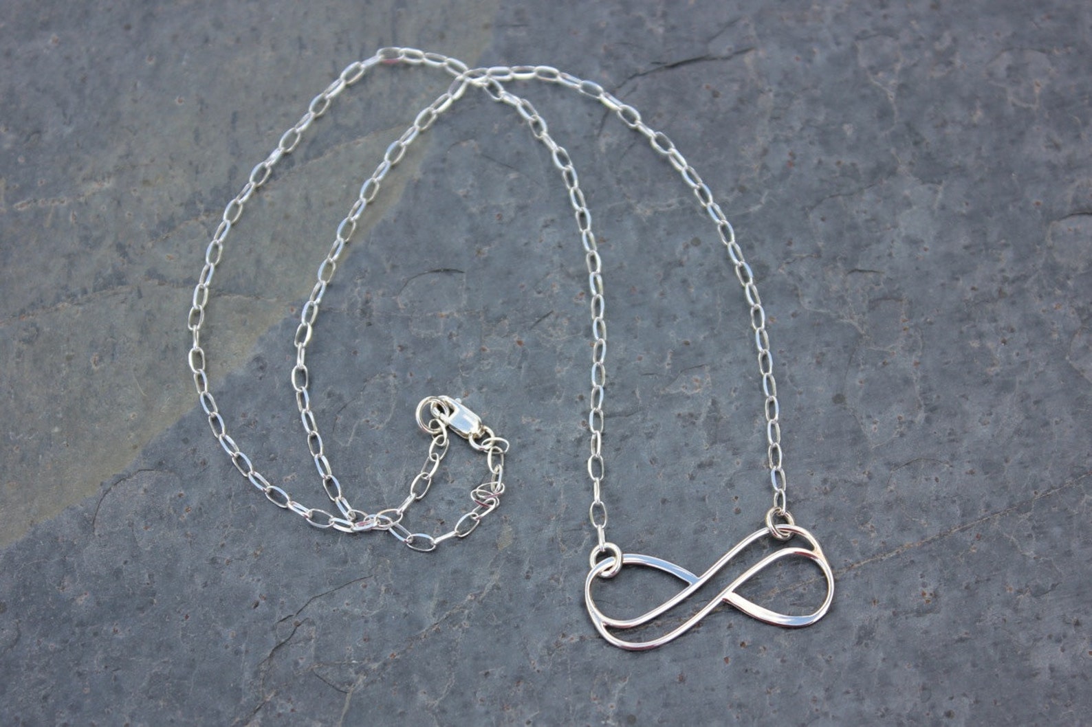 Large Infinity Sign Sterling Silver Necklace Free Shipping | Etsy