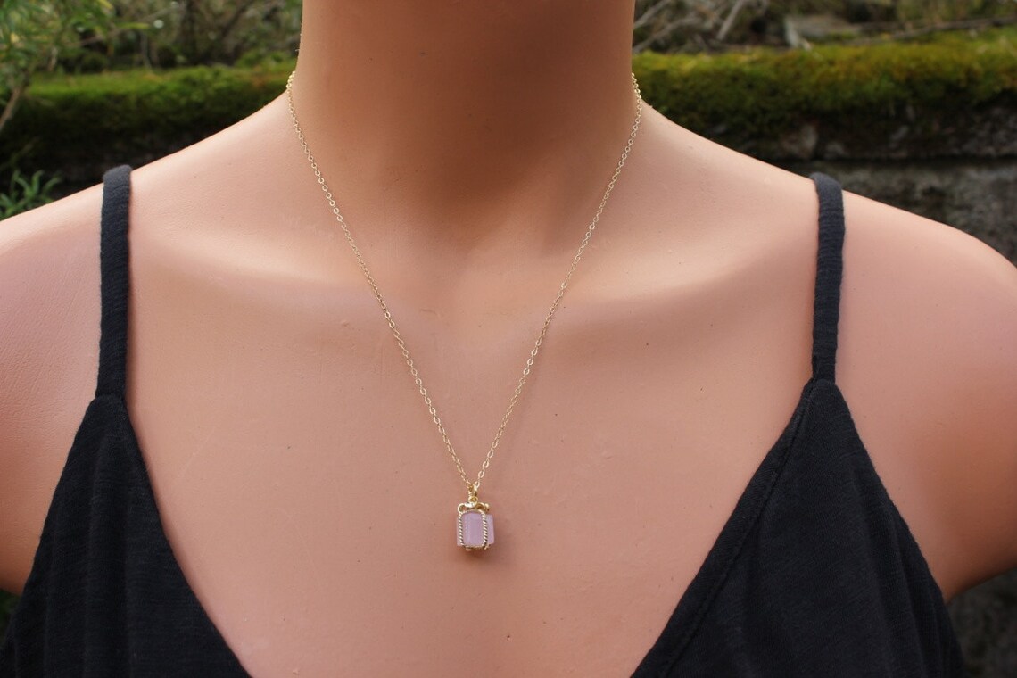Tiny Present Necklace- Aqua Blue Gift Box Pendant on 14k Gold Filled ...
