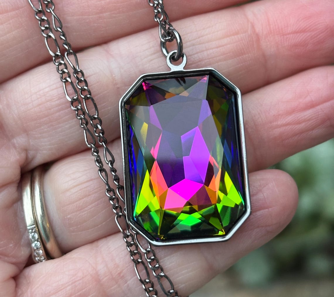Dark Rainbow Necklace - Color Changing Vitrail Medium Swarovski Crystal ...