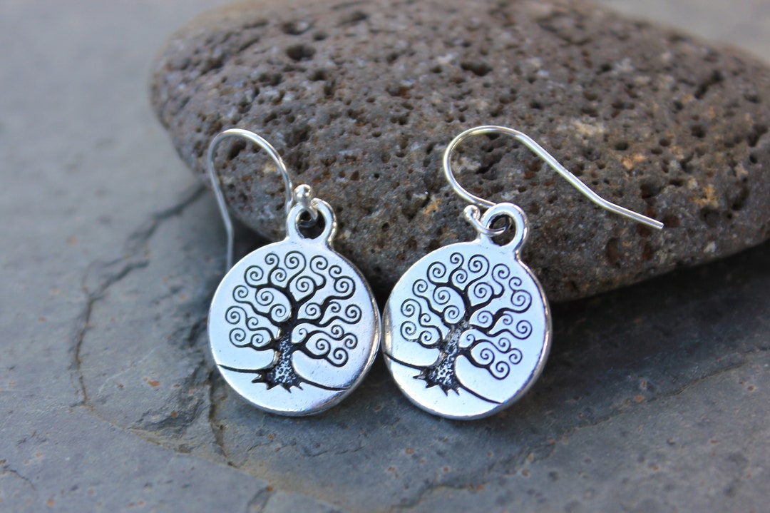 Tree of Life Earrings - Celtic Oak Tree Charms on Sterling Silver ...