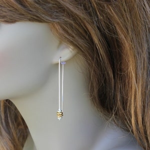 Gold and Silver Stacked Pebbles Threader Earrings - 5 Inch Long ...