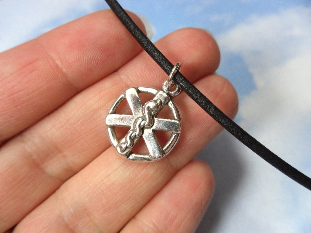 Star of Life Medical Charm Necklace - Sterling Silver Charm & Black ...