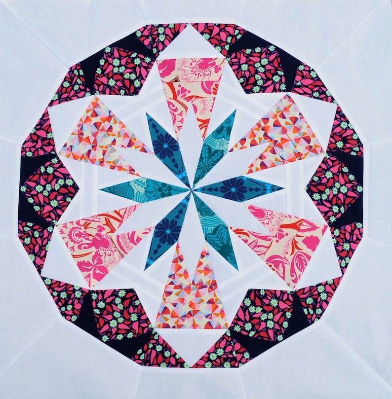 Celestial Star - 24 Inch Quilt Block, Kaleidoscope Paper Piecing Quilt ...