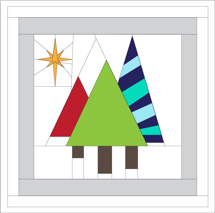 Trees at Night #226, Easy Modern Quilt Pattern Pillow PDF, Christmas ...