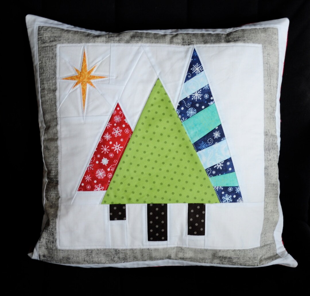 Trees at Night #226, Easy Modern Quilt Pattern Pillow PDF, Christmas ...