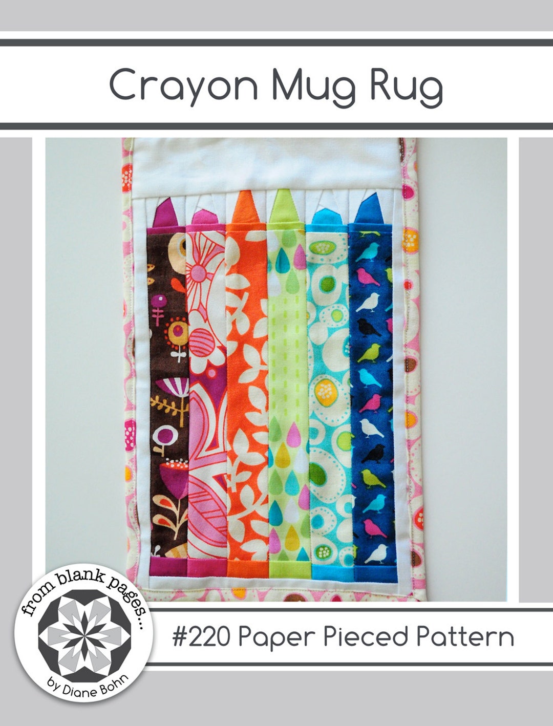 Crayon Mug Rug #220, Teacher Gift Mug Rug Paper Piecing Quilt Pattern ...