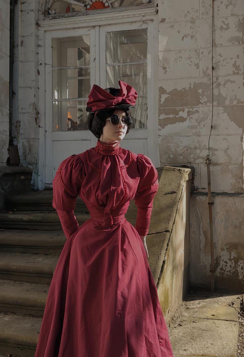 Victorian 1890s Style Dress, Day Dress, Bodice and Skirt, Historical ...