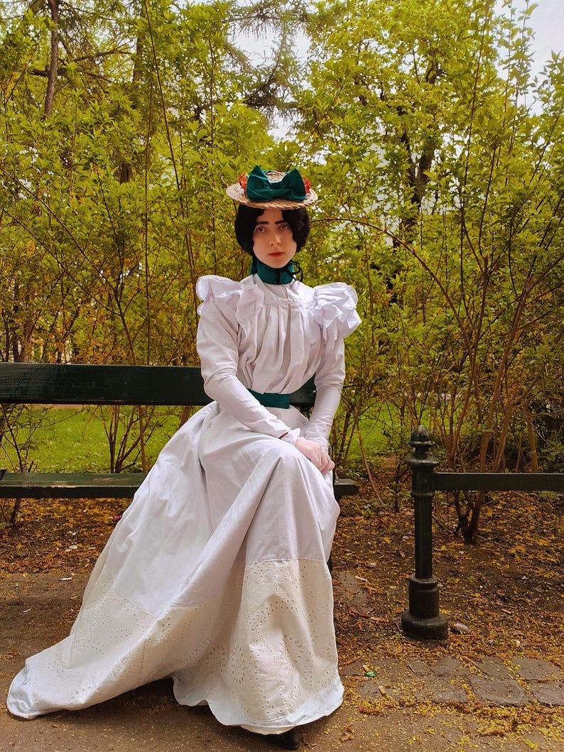 1890s Style Victorian Dress, Spring Summer Dress, Edwardian Bodice and ...