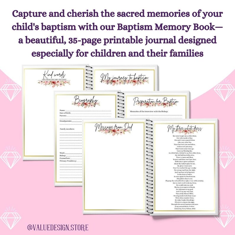 Baptism Memory Book Custom Illustration 35-page Printable Journal/lds ...