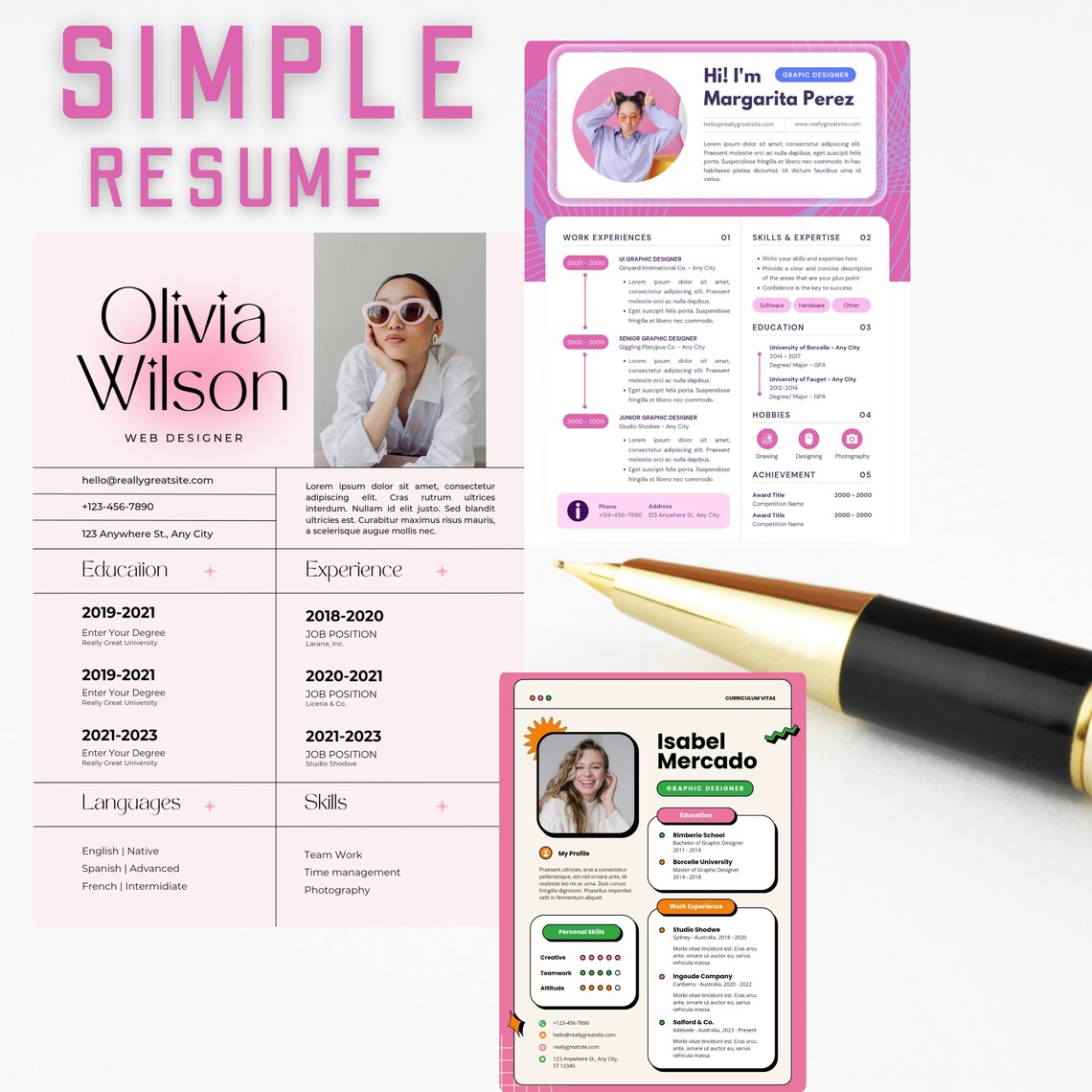 2024 Resume Template, Pink Resume, Girl Resume Template, Women CV ...