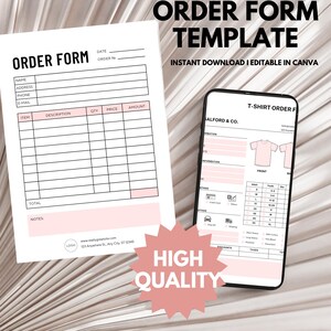 Order Form Template, Printable Receipt Template, Custom Order Form Template, Small Business ...