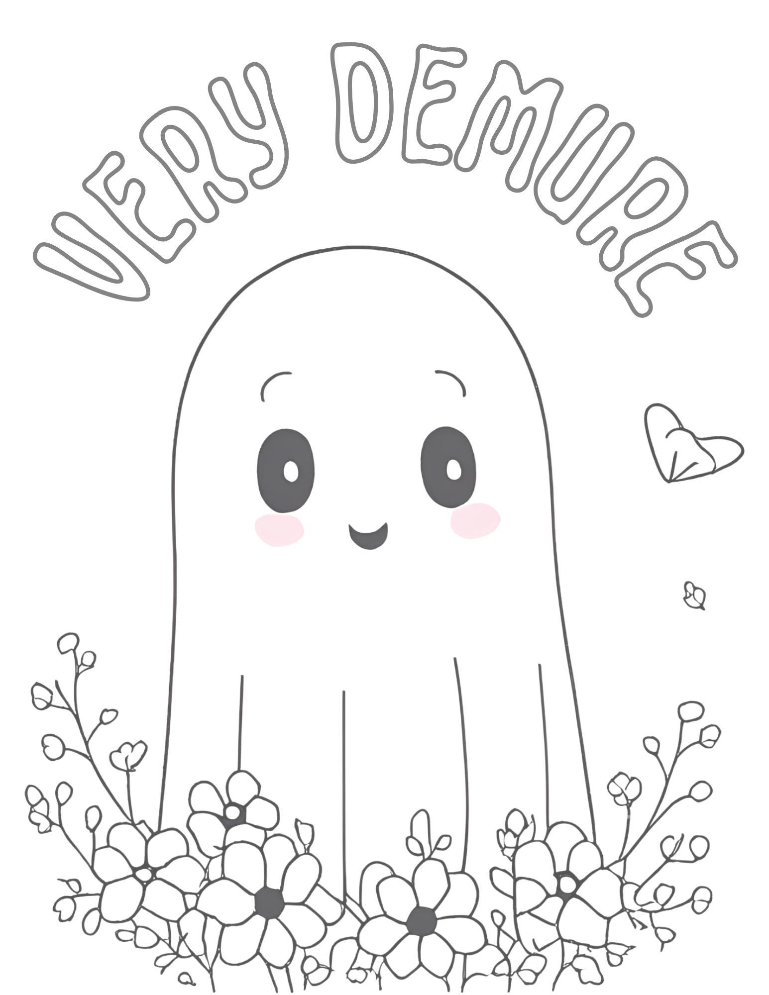 Halloween Coloring Page Digital Download Very Demure Very Cutesy Ghost ...