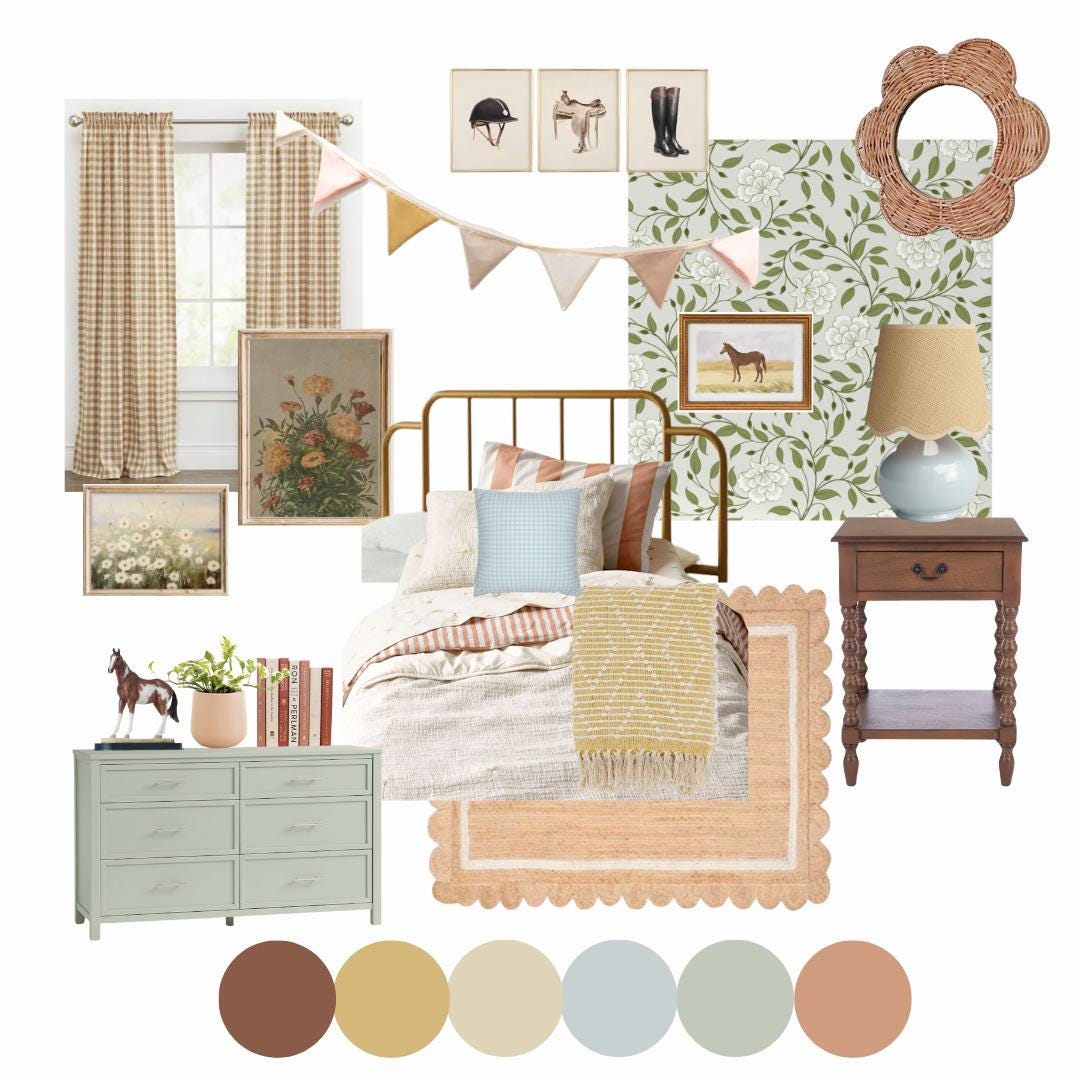 Arabella Girl's Bedroom Design Package | Pre-made Interior Design Mood ...
