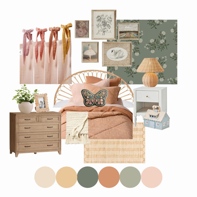 Isadora Girl's Bedroom Design Package | Pre-made Interior Design Mood ...