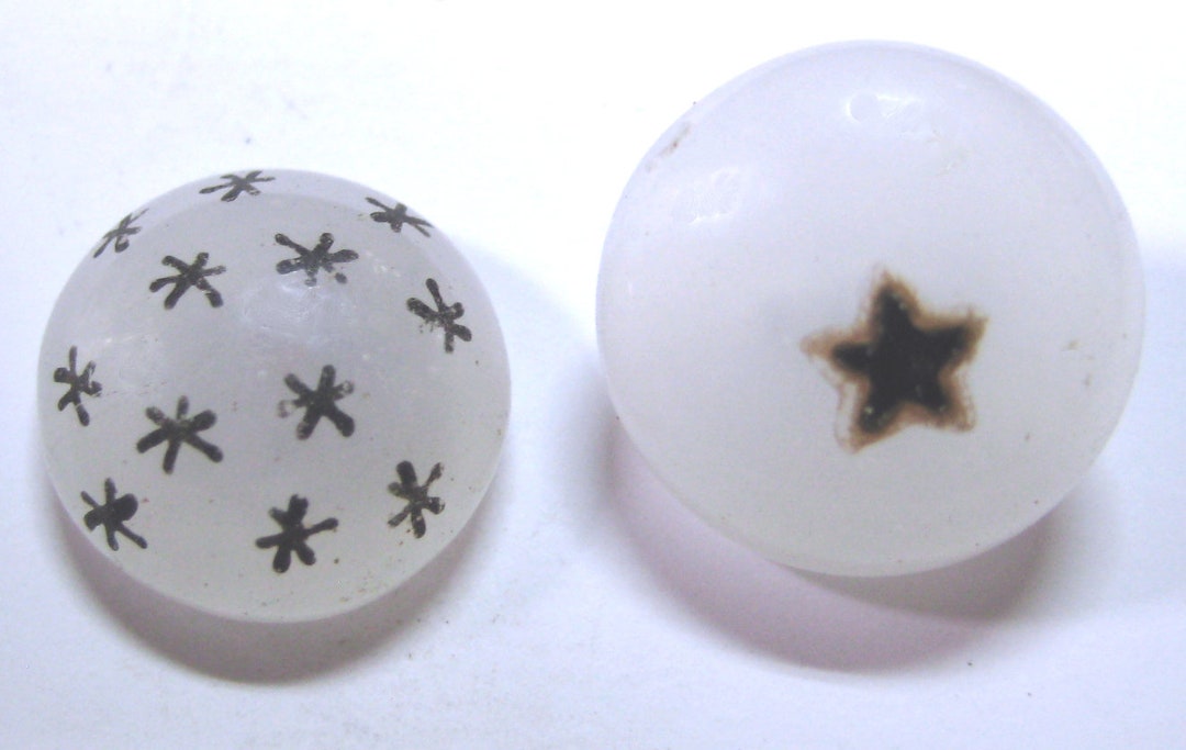 2 Antique White Glass Buttons With Transfer Stars - Etsy