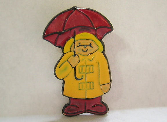 Paddington Bear Button Rain Coat & Umbrella Painted Metal | Etsy