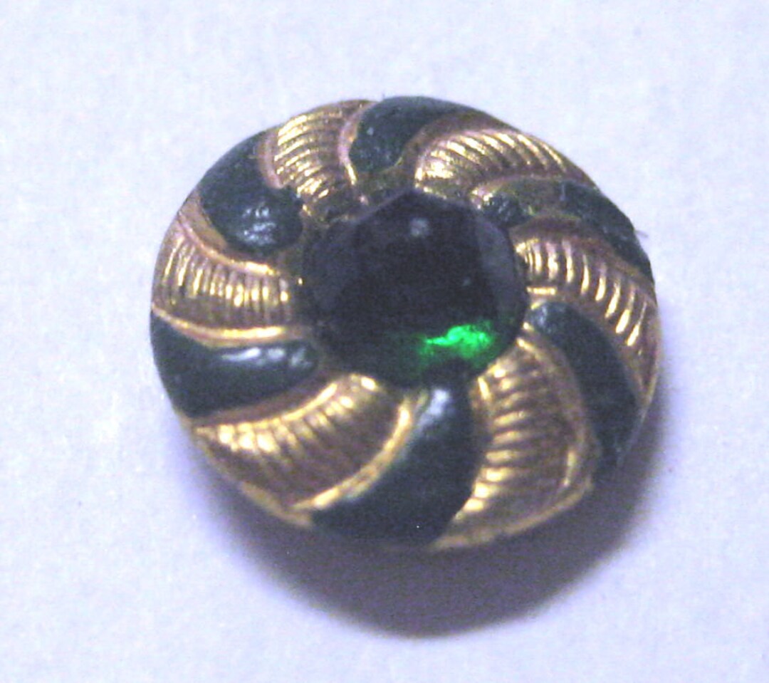 DIMINUTIVE Glass Mounted in Painted Metal Button - Etsy