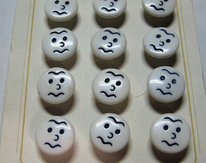 Orig. Card of White Glass Buttons With Face - Etsy