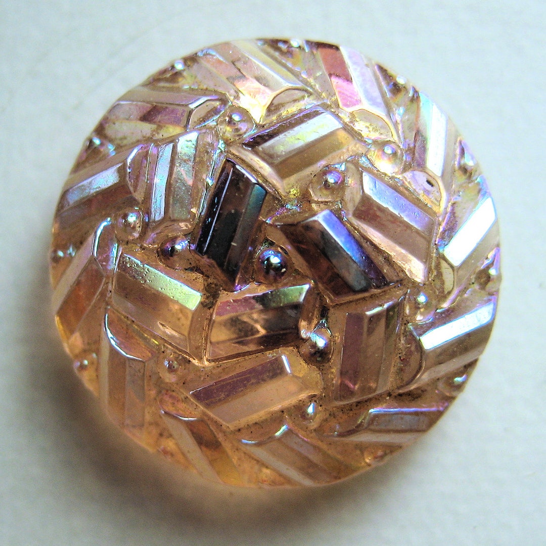 NBS Small Aurora Transparent Pink Glass Button West Germany - Etsy