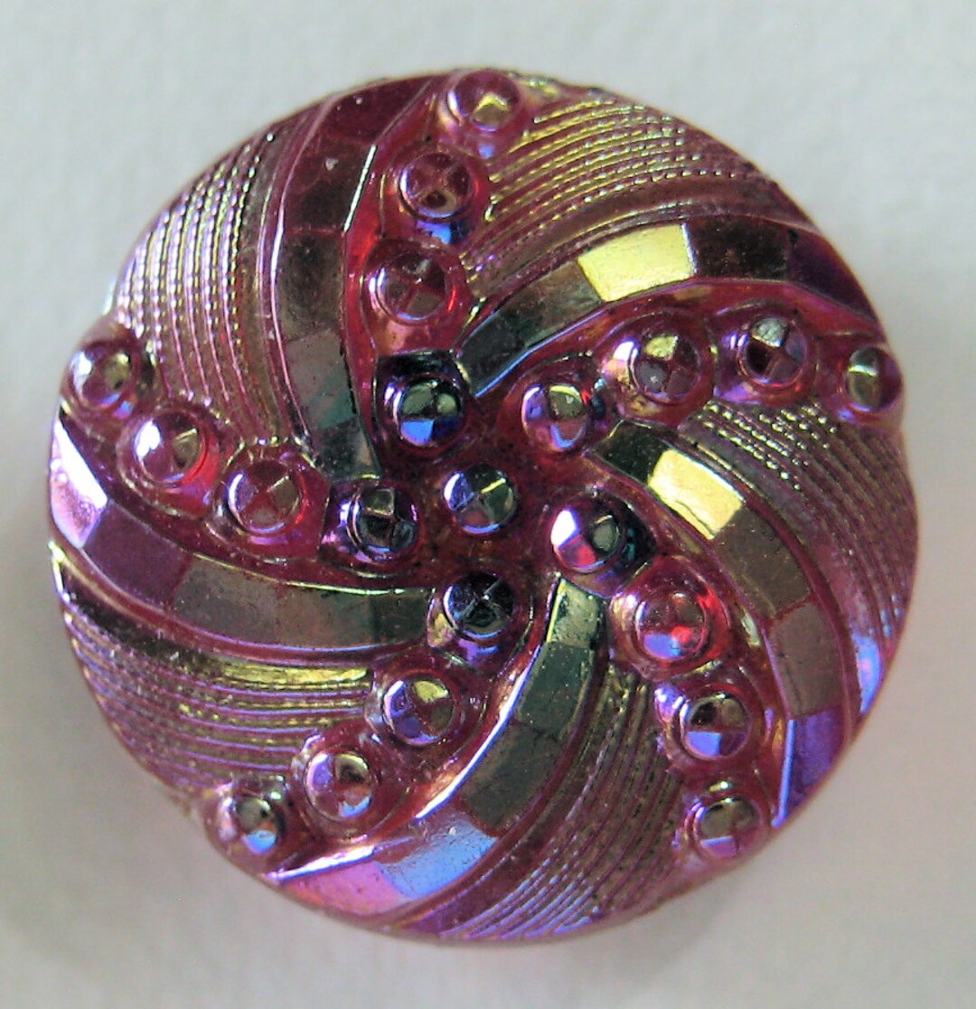 NBS Small Aurora Transparent Red Glass Button West Germany - Etsy