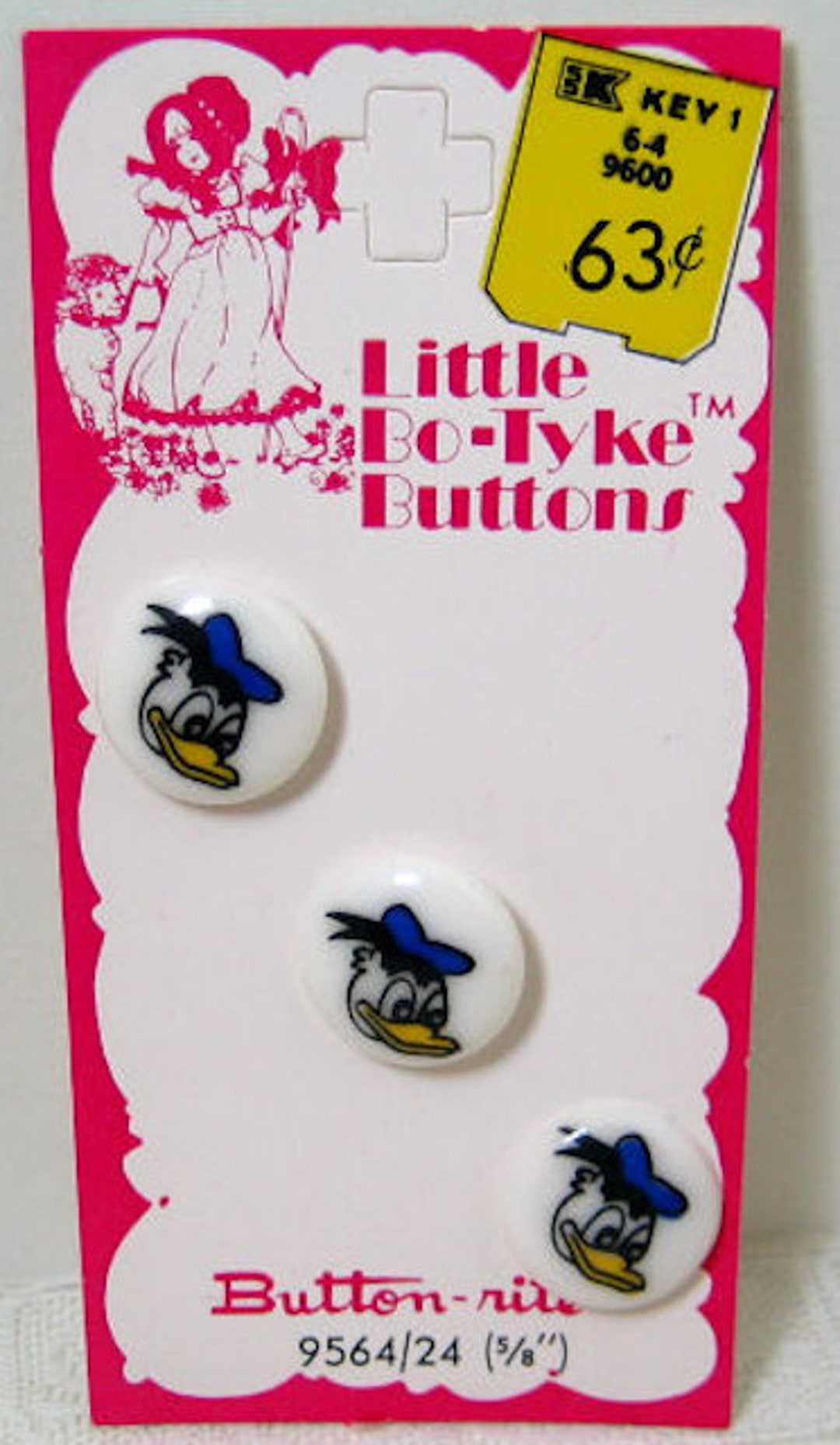 Vintage 1960's Donald Duck Buttons on orig. store card Made in Japan ...