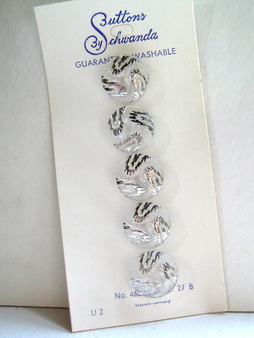 Clear Glass Buttons With Textured Background and Silver Luster - Etsy