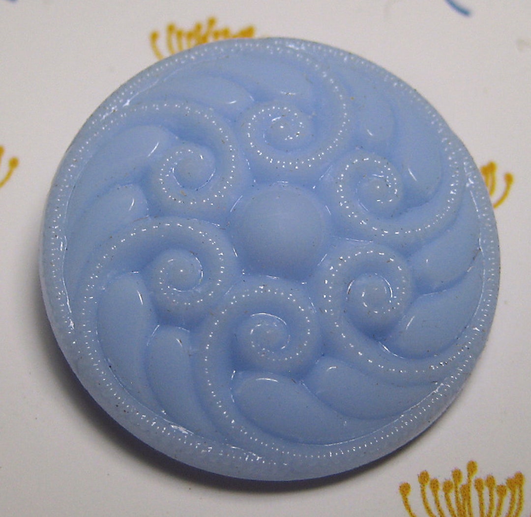 Vintage NBS Medium Light Blue Glass Button 7/8 Inch - Etsy