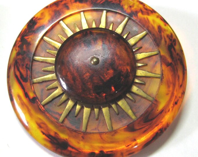 Vintage Plastic Faux Tortoise Shell Button With Metal - Etsy