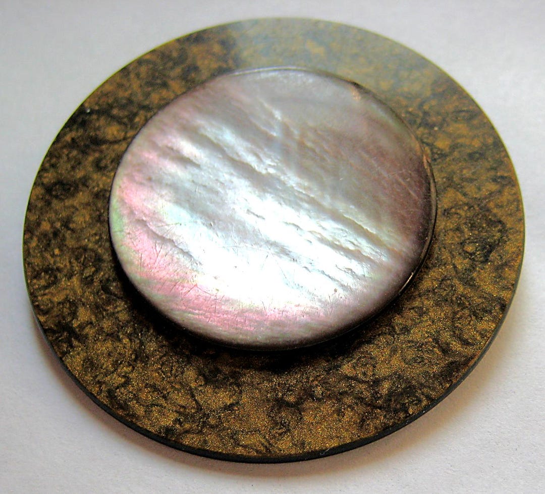 Vintage Celluloid Button With Pearl Trim - Etsy