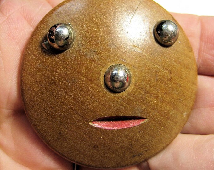 Large Wood Face Button With Metal Eyes and Nose - Etsy