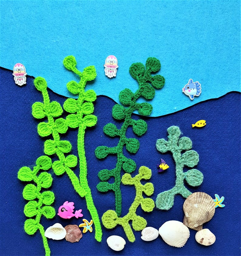 Crochet Seaweed Applique Pattern: DIY Aquatic Decor (PDF) - Etsy