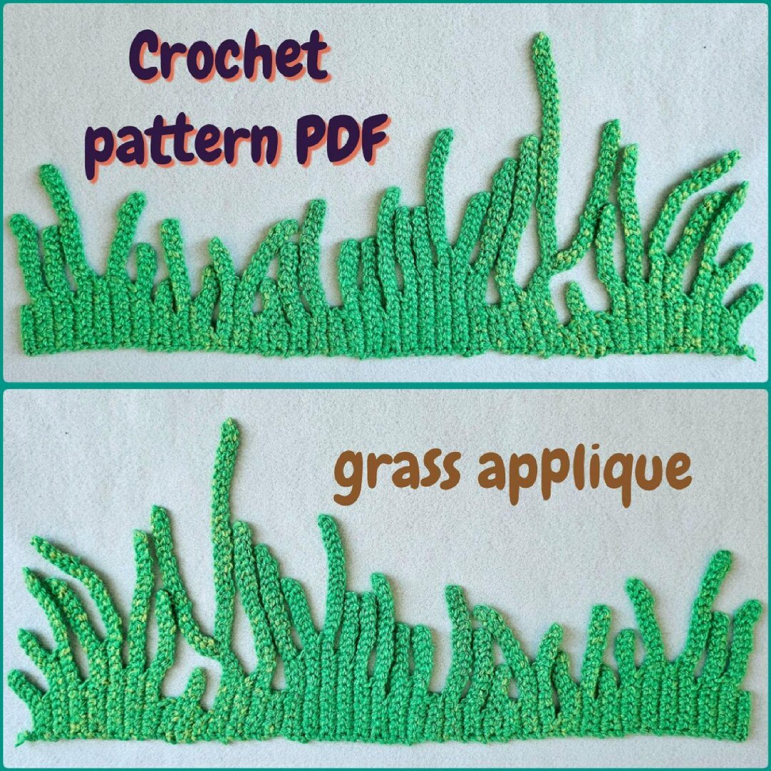 Crocheted Grass Applique Pattern, Easy Crochet PDF (US Terms) - Etsy