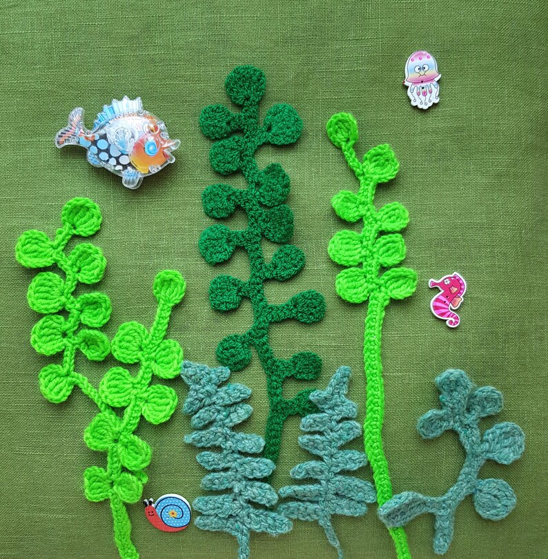 Crochet Seaweed Applique Pattern: DIY Aquatic Decor (PDF) - Etsy