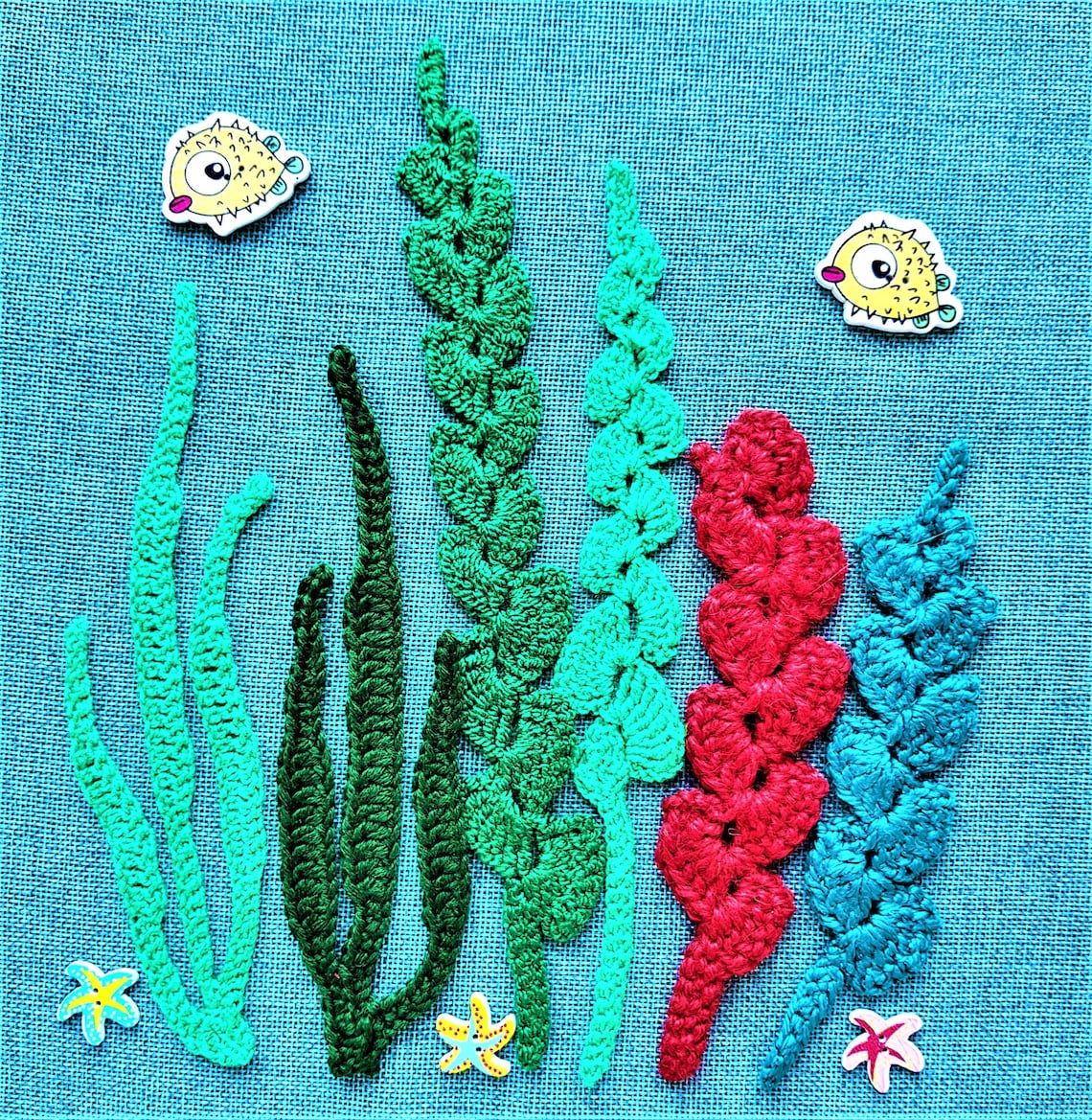Crochet Seaweed Applique Pattern: DIY Ocean Decor (PDF) - Etsy