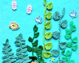 Crochet Seaweed Applique Pattern: DIY Water Plant (PDF Pattern) - Etsy