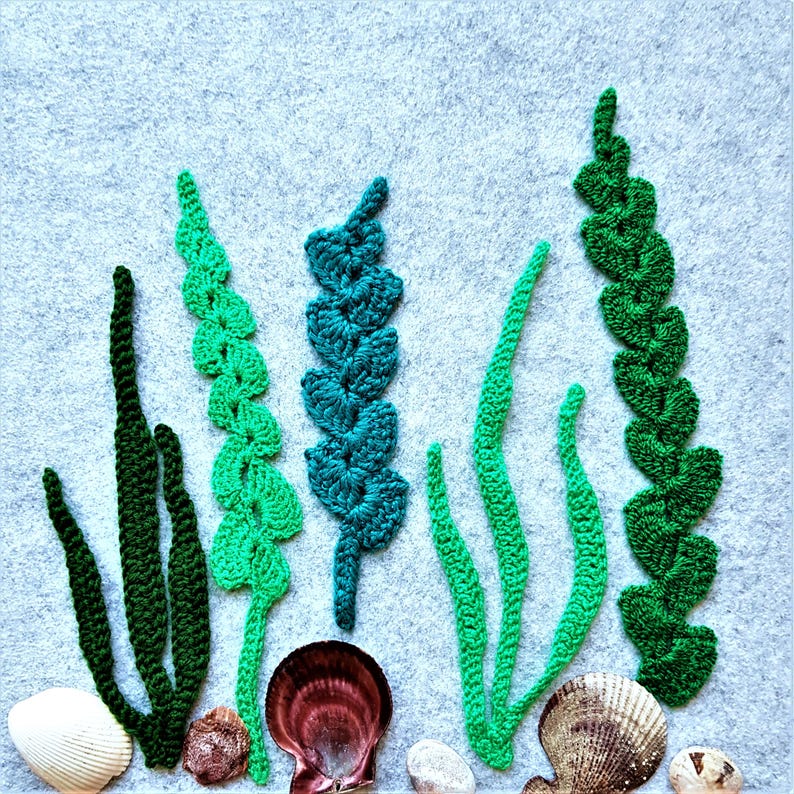 Crochet Seaweed Applique Pattern: DIY Ocean Decor (PDF) - Etsy